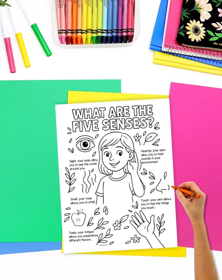 Free Printable Five Senses Coloring Page - The Artisan Life