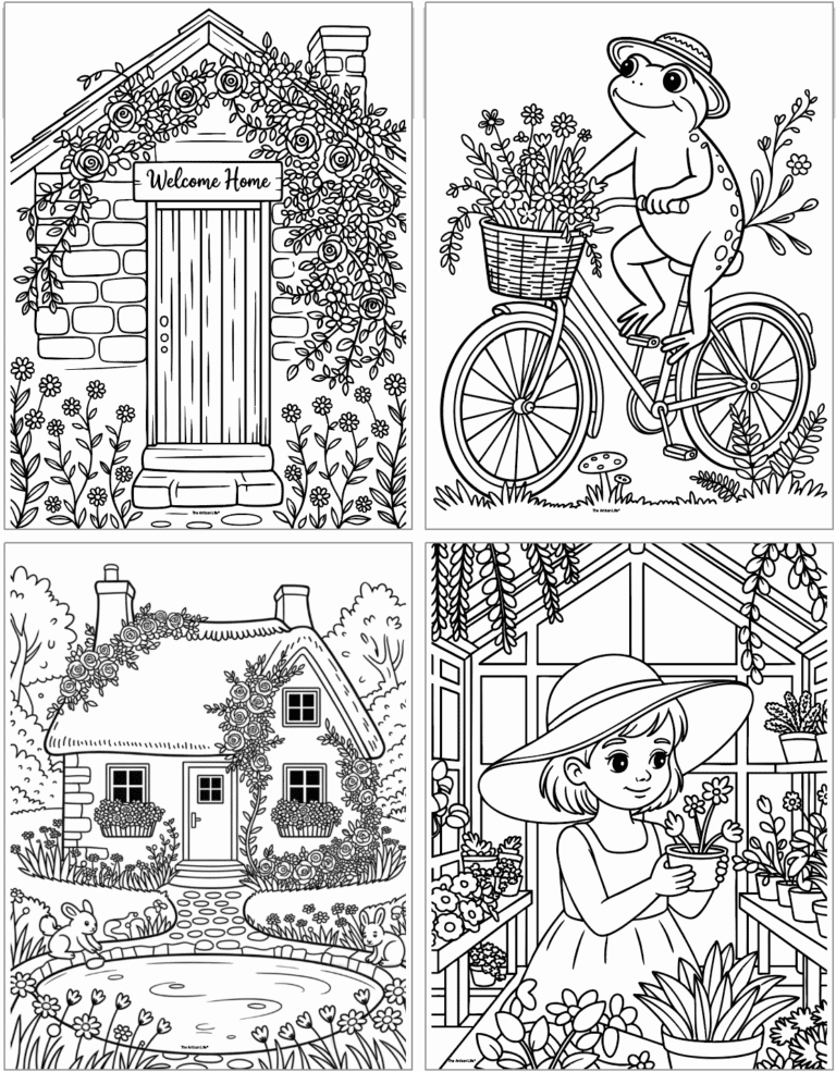 Free Printable Cottagecore Coloring Pages - The Artisan Life