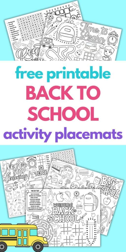 Free Printable Back to School Activity Placemats - The Artisan Life