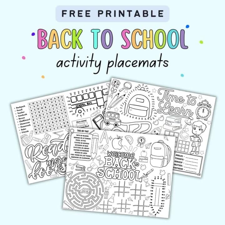 Free Printable Back to School Activity Placemats - The Artisan Life