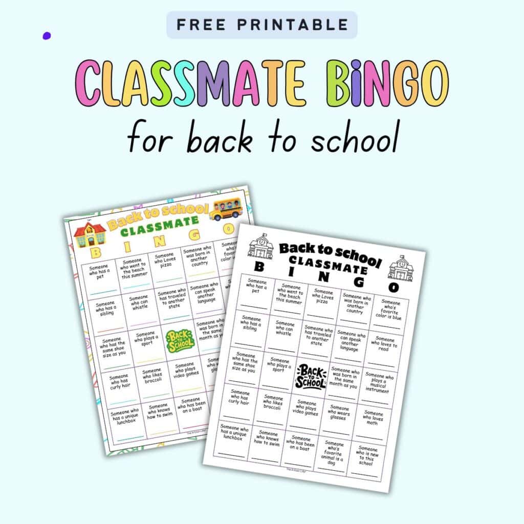 Free Printable Classmate Bingo Ice Breaker Game - The Artisan Life