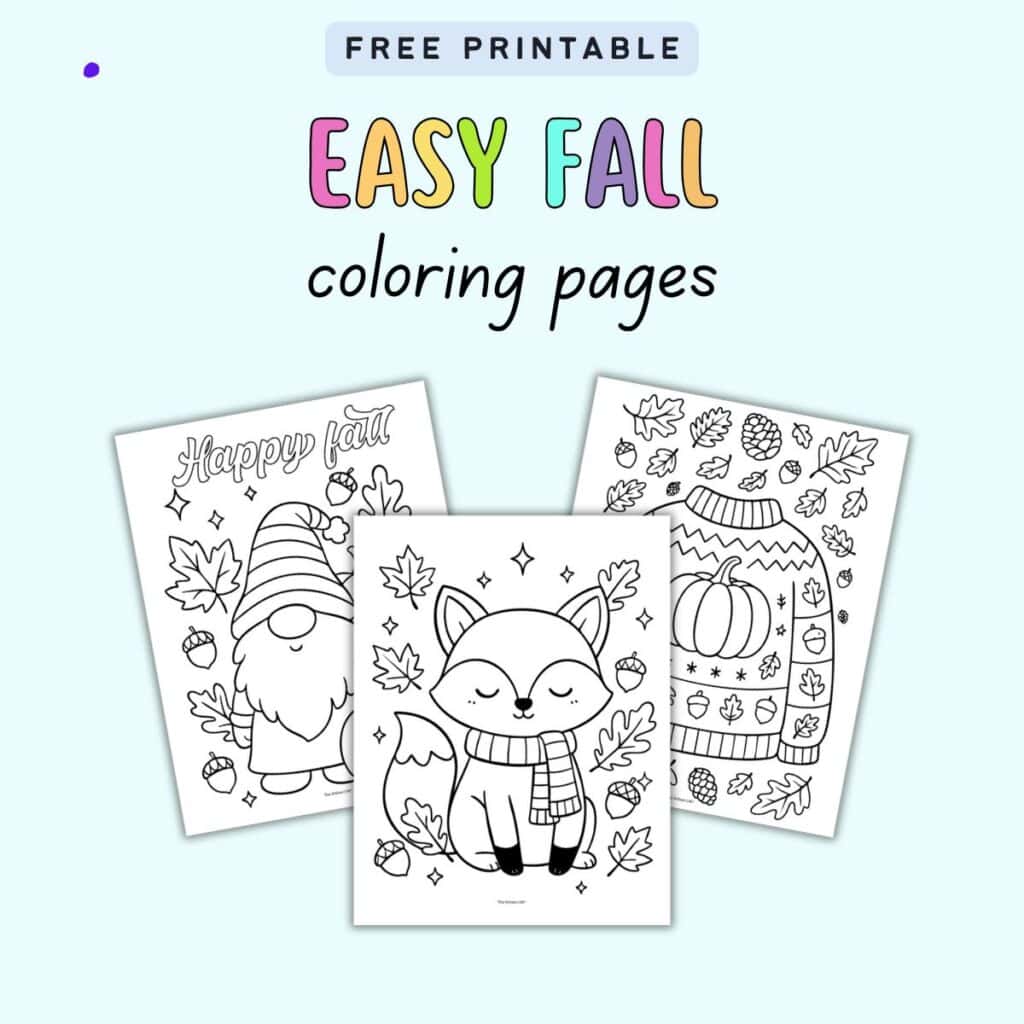 Free Printable Easy Fall Coloring Pages - The Artisan Life