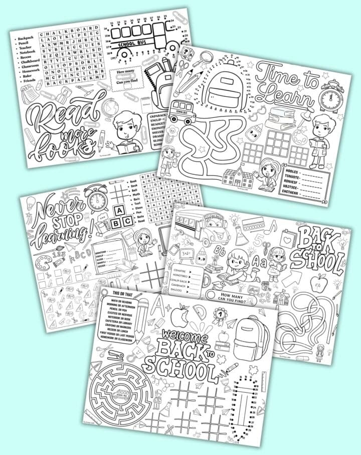 Free Printable Back to School Activity Placemats - The Artisan Life