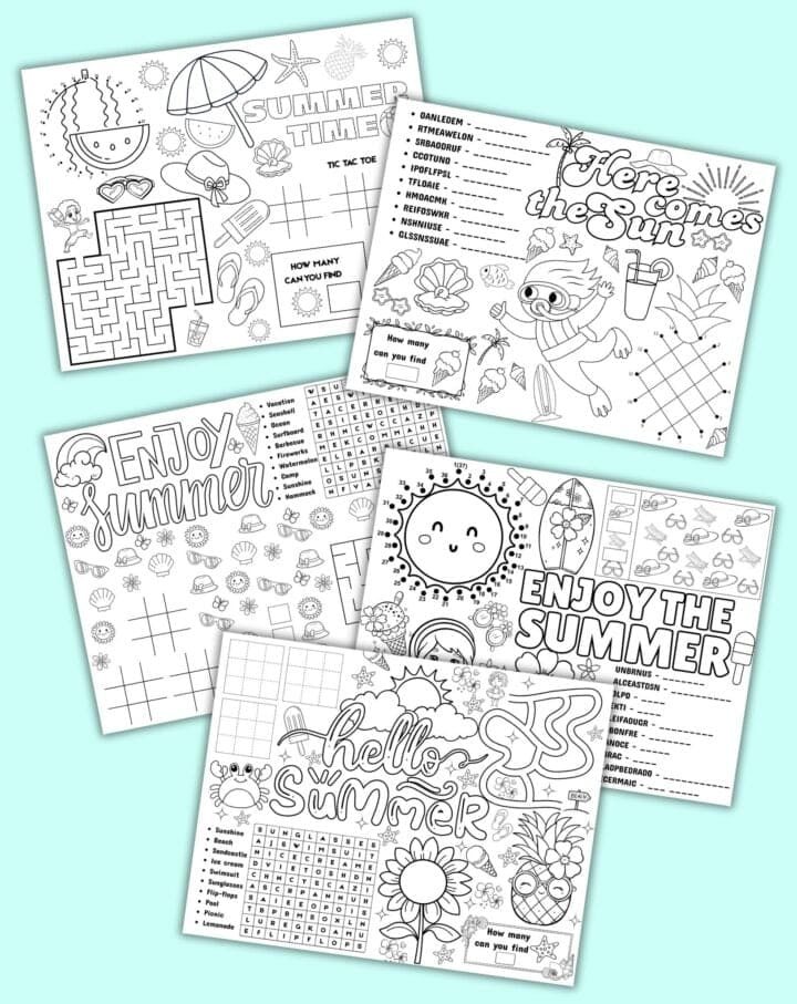 Free Printable Summer Activity Placemats - The Artisan Life