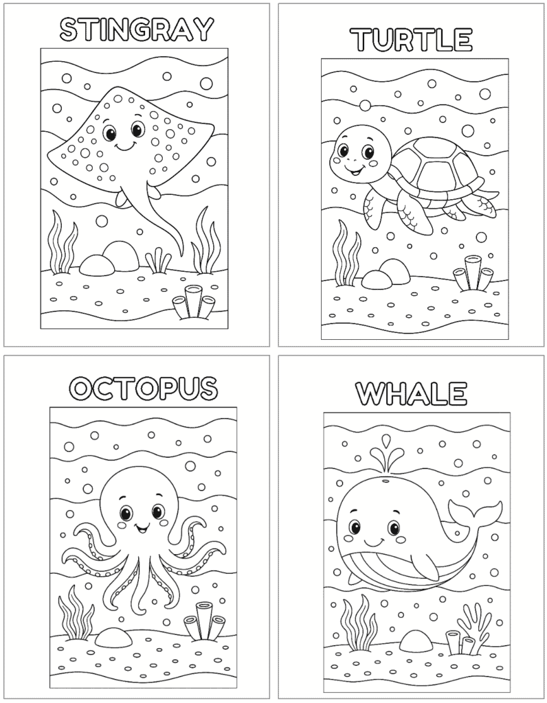 Free Printable Ocean Animal Coloring Pages - The Artisan Life