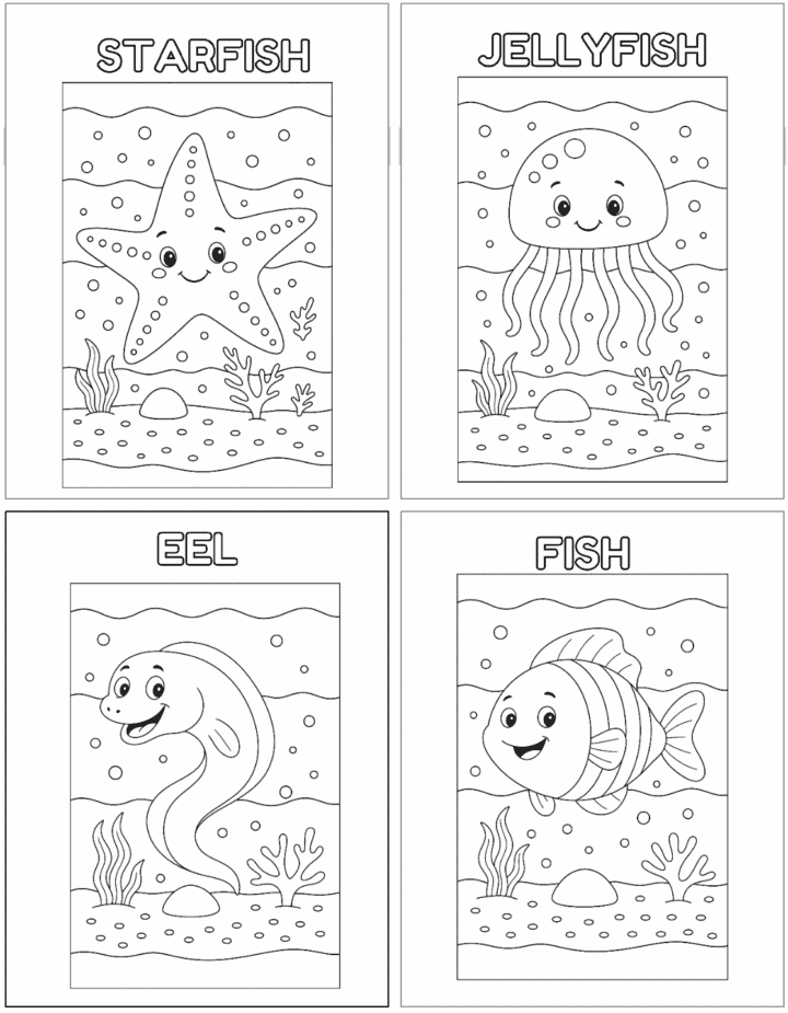 Free Printable Ocean Animal Coloring Pages - The Artisan Life