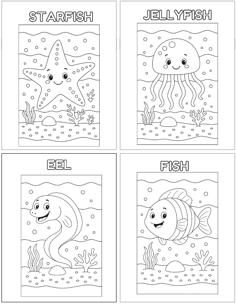 Free Printable Ocean Animal Coloring Pages - The Artisan Life