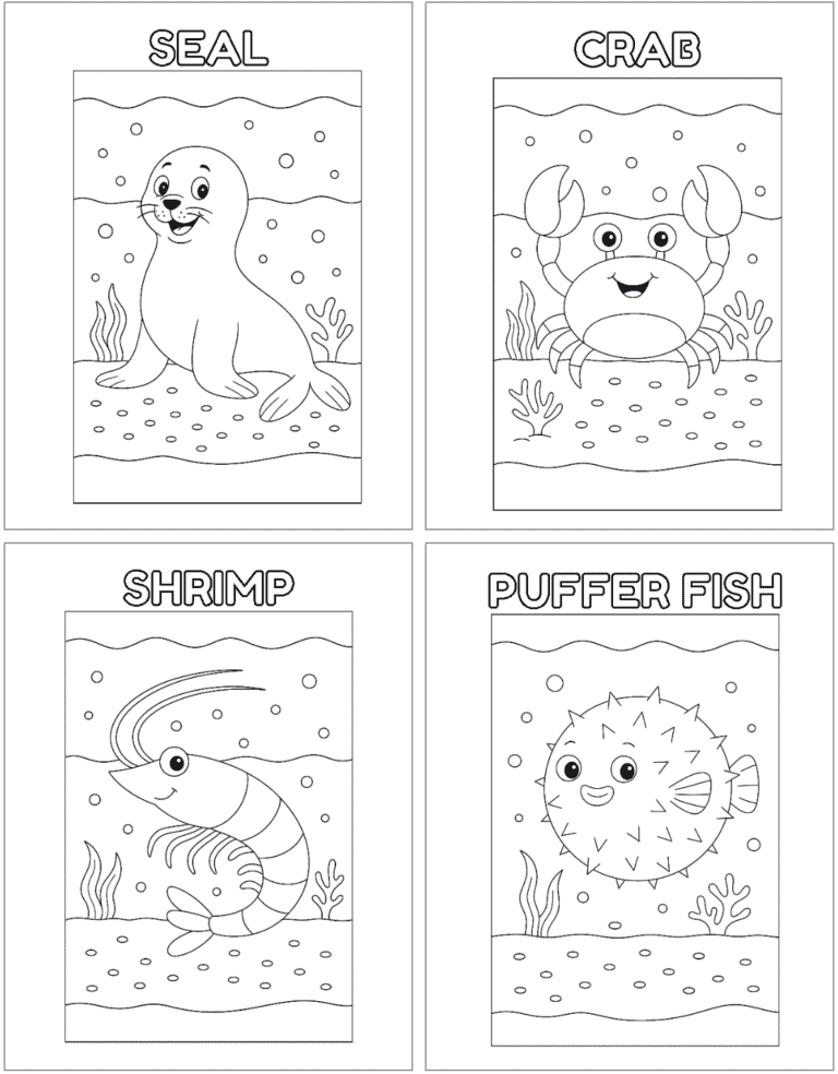 Free Printable Ocean Animal Coloring Pages - The Artisan Life