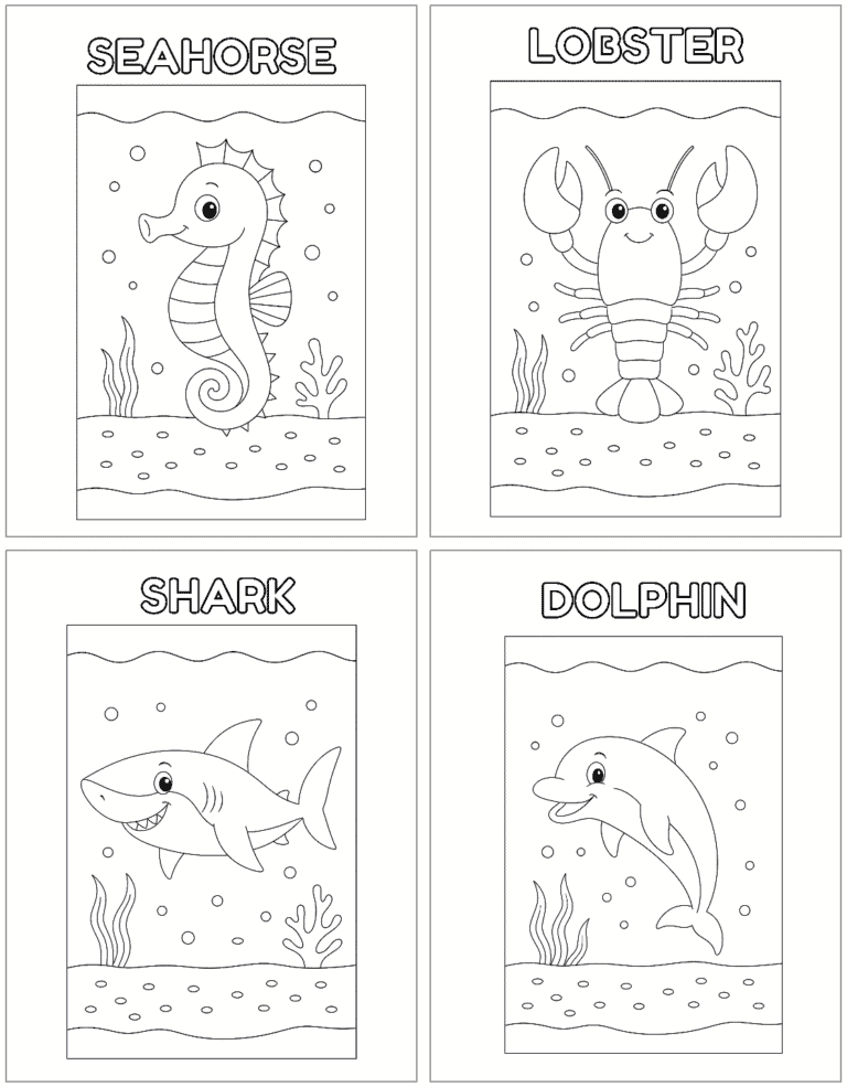 Free Printable Ocean Animal Coloring Pages - The Artisan Life