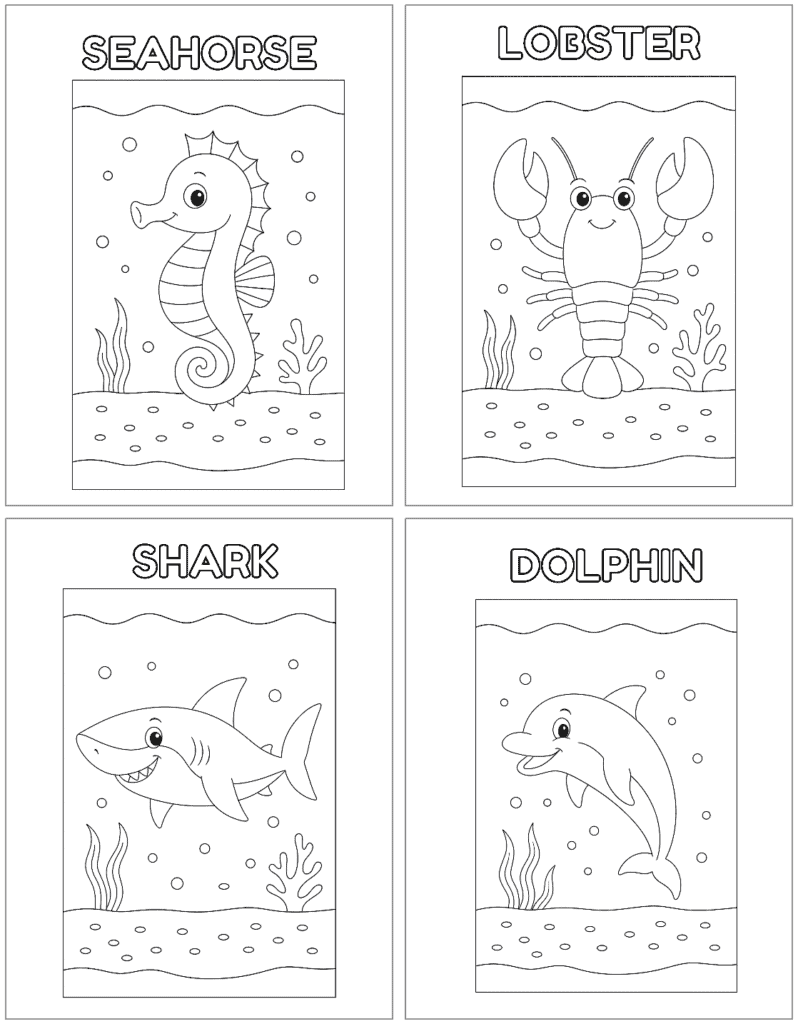 Free Printable Ocean Animal Coloring Pages - The Artisan Life