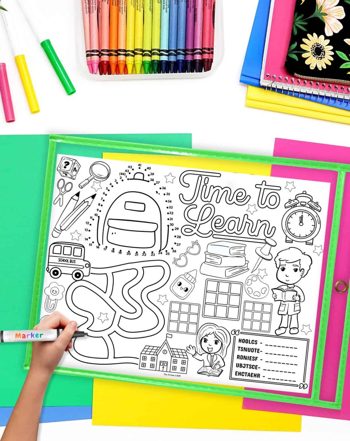 Free Printable Back to School Activity Placemats - The Artisan Life