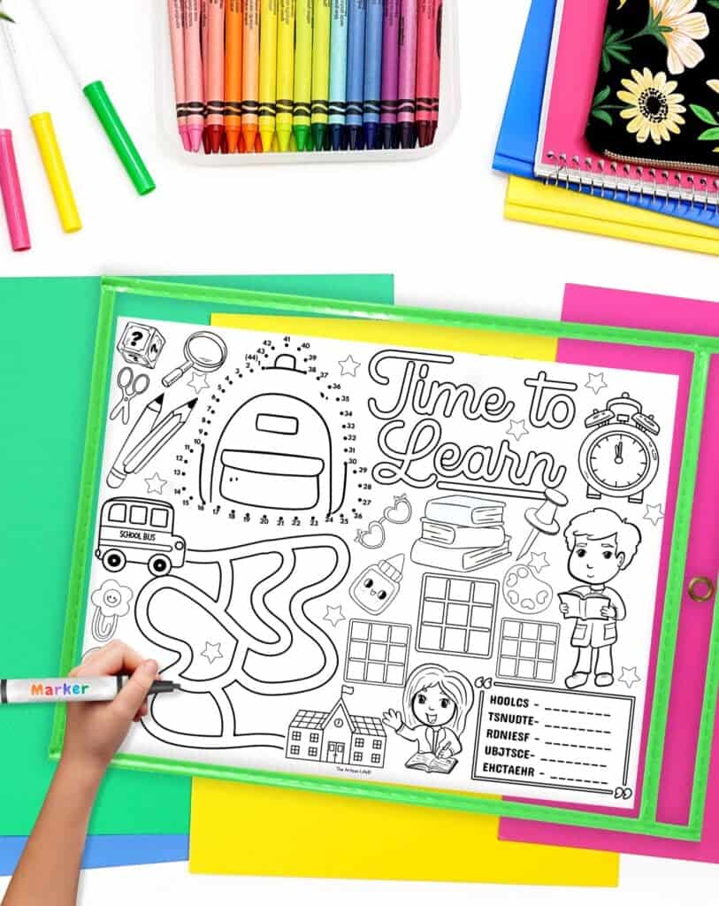 Free Printable Back to School Activity Placemats - The Artisan Life