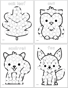 Free Printable Fall Dot Marker Pages with Vocabulary - The Artisan Life