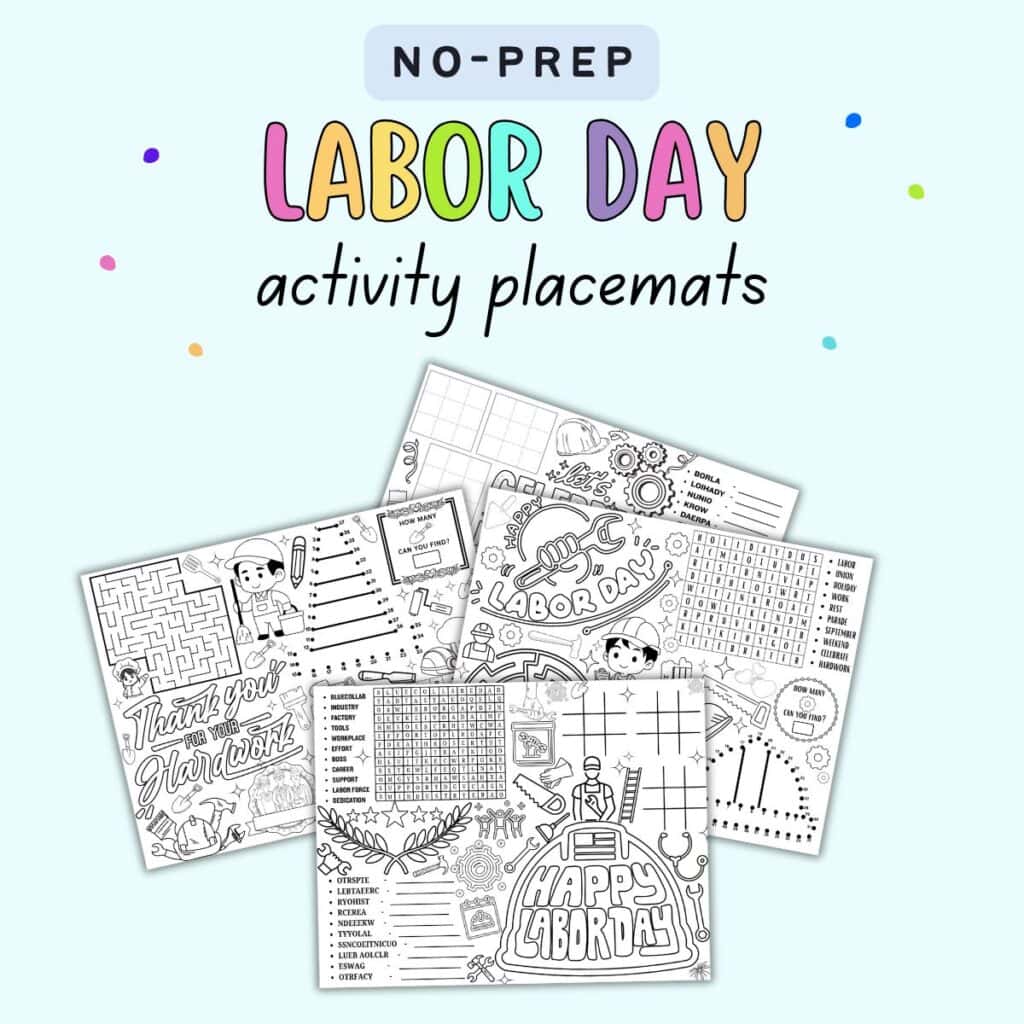 Free Printable Labor Day Activity Placemats - The Artisan Life