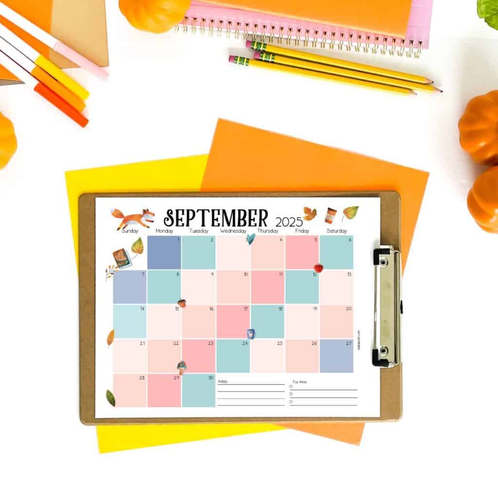 Free Printable September Calendar for 2025 - The Artisan Life