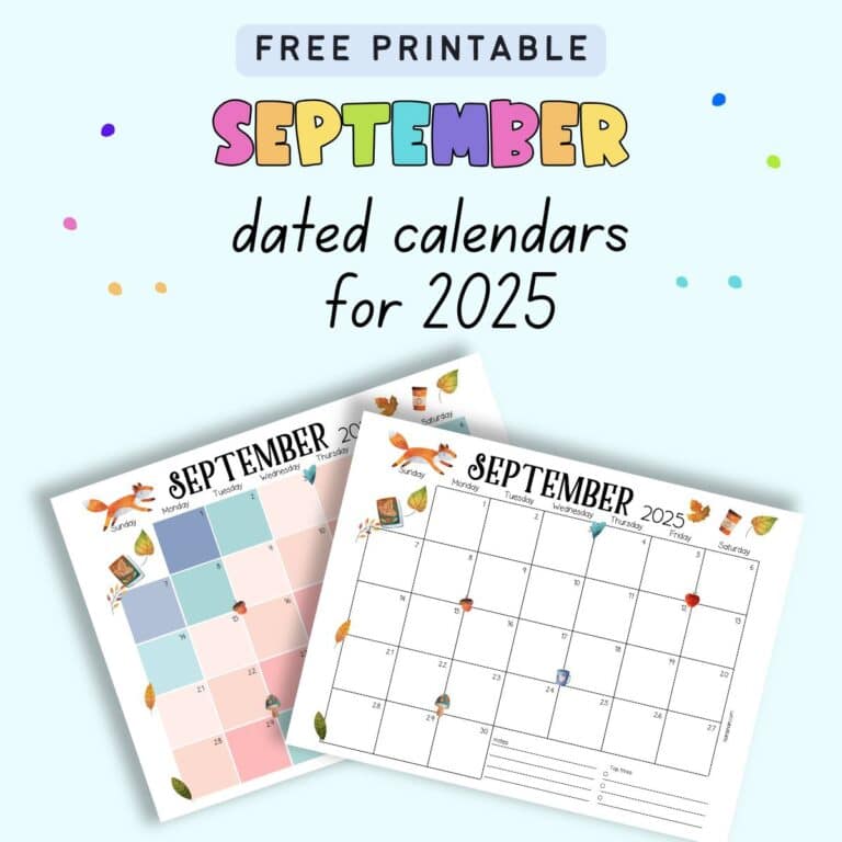 Free Printable September Calendar for 2025 - The Artisan Life