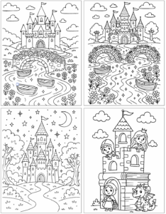 Free Printable Fairy Tale Castle Coloring Pages - The Artisan Life