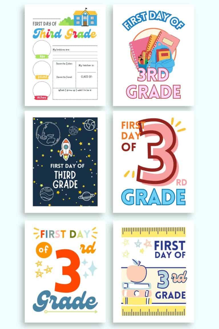 Free Printable First Day of 3rd Grade Signs - The Artisan Life