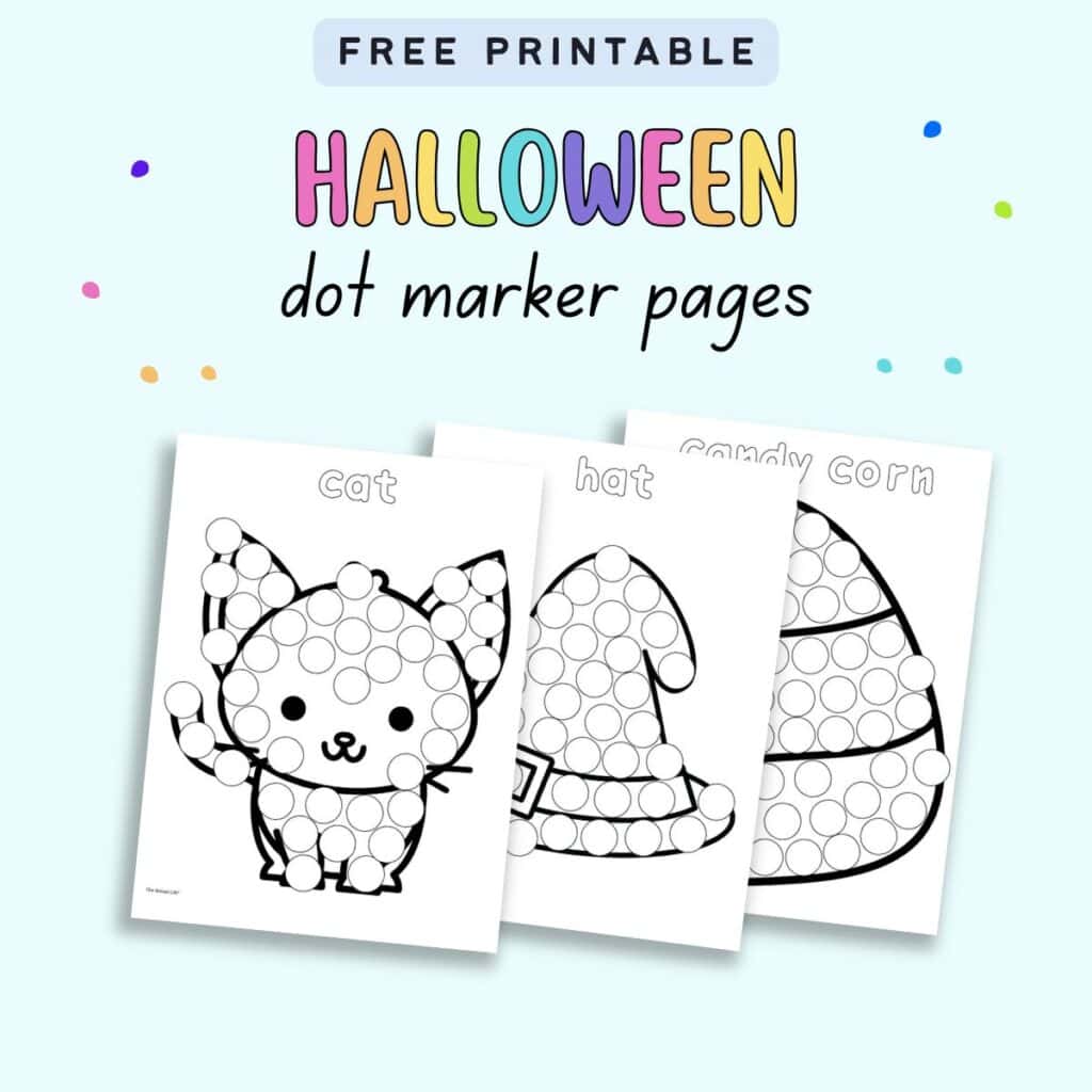 Free Printable Halloween Dot Marker Pages with Vocabulary - The Artisan ...