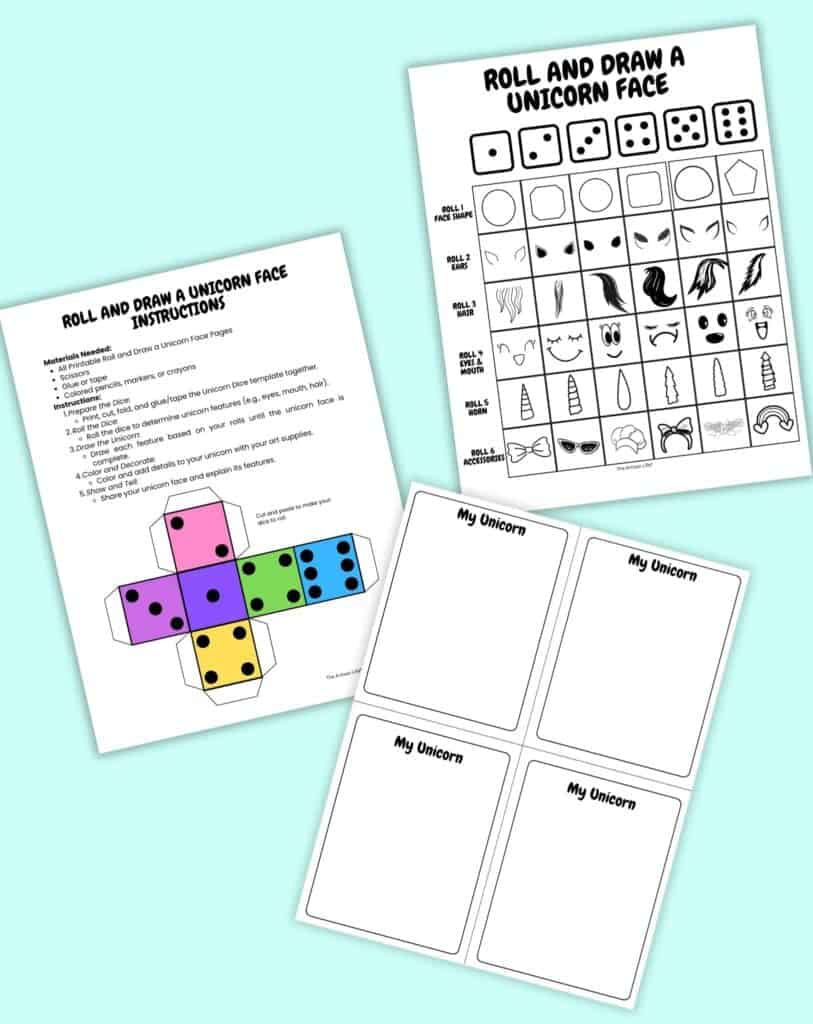 Roll a Unicorn Free Printable - The Artisan Life