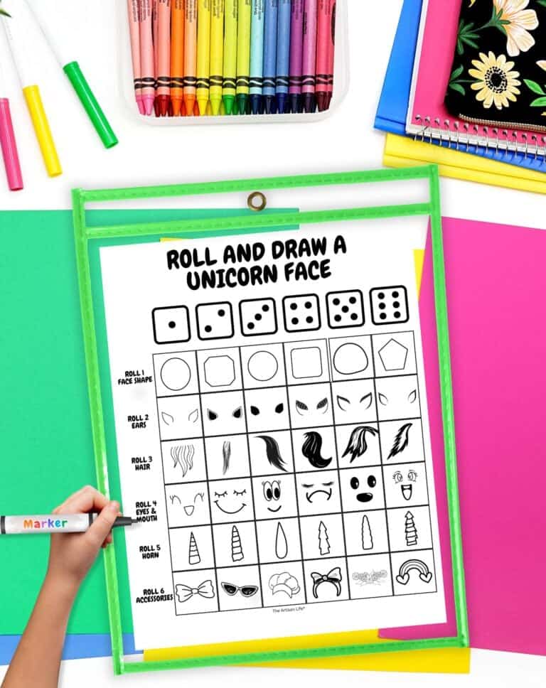 Roll a Unicorn Free Printable - The Artisan Life