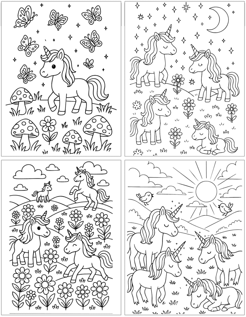 Free Printable Enchanted Unicorn Coloring Pages - The Artisan Life