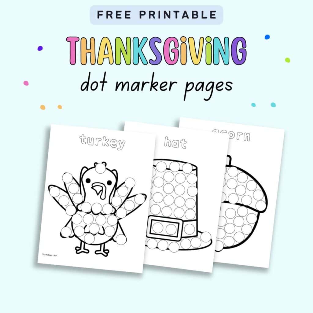 Free Printable Thanksgiving Dot Marker Pages with Vocabulary - The ...