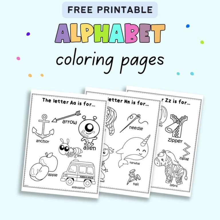 Free Printable Alphabet Coloring Pages With Vocabulary - The Artisan Life