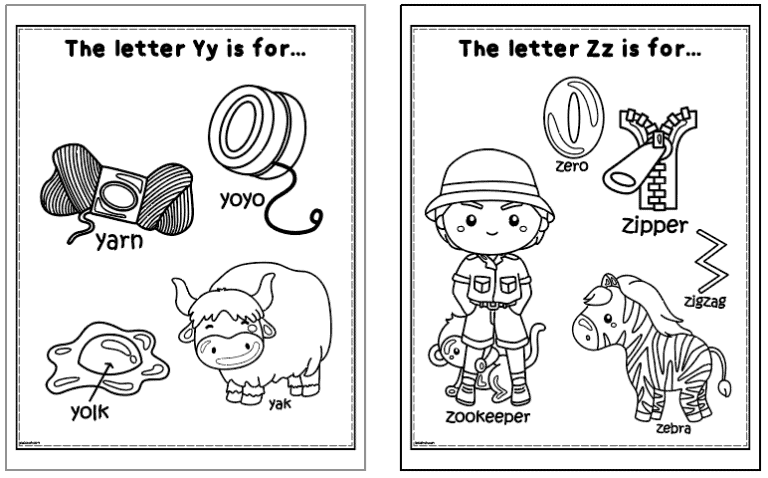 Free Printable Alphabet Coloring Pages With Vocabulary - The Artisan Life