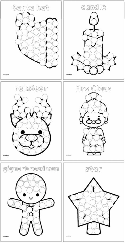 Free Printable Christmas Dot Marker Pages with Vocabulary - The Artisan ...