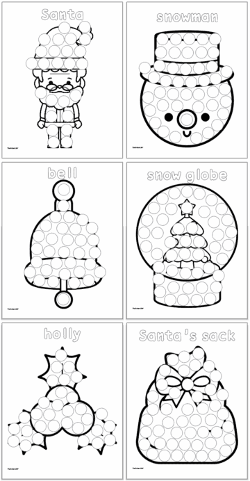 Free Printable Christmas Dot Marker Pages with Vocabulary - The Artisan ...