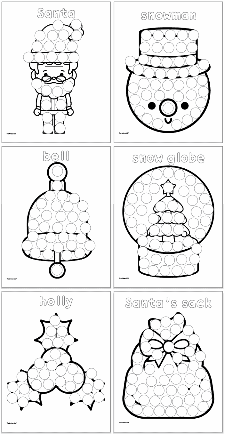 Free Printable Christmas Dot Marker Pages with Vocabulary - The Artisan ...