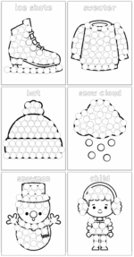 Free Winter Dot Marker Coloring Pages with Vocabulary - The Artisan Life