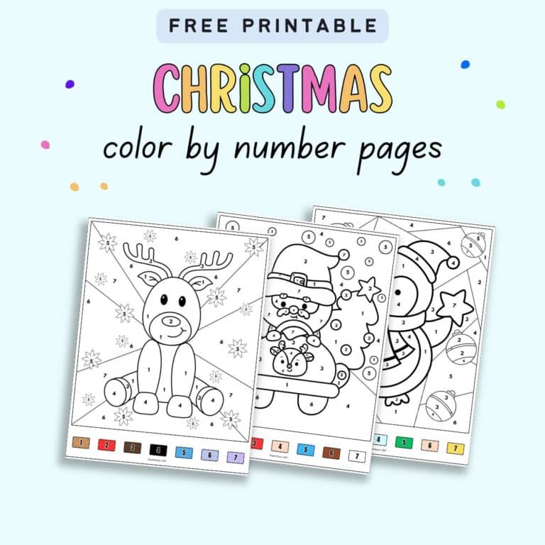Free Printable Christmas Color by Number Worksheets - The Artisan Life