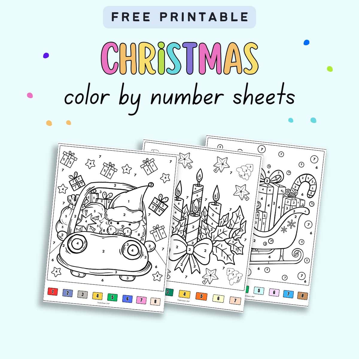 Free Printable Christmas Color by Number Sheets - The Artisan Life