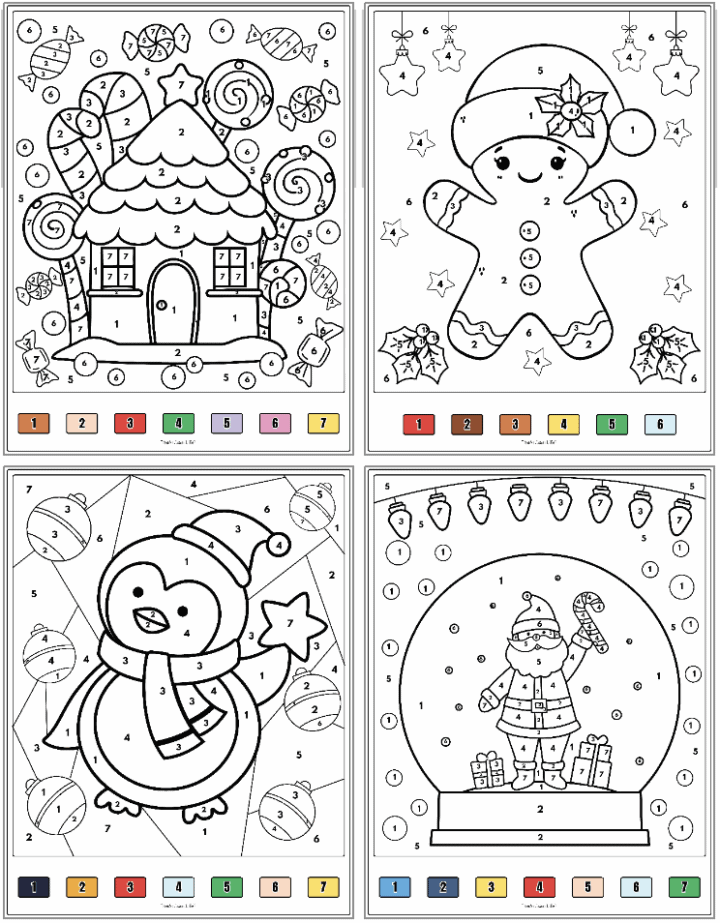 Free Printable Christmas Color by Number Worksheets - The Artisan Life