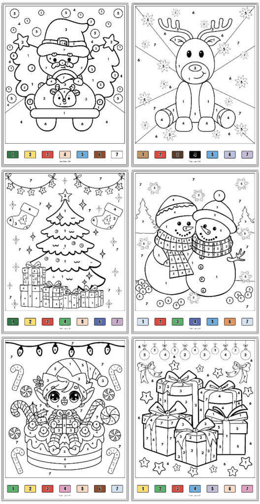 Free Printable Christmas Color by Number Worksheets - The Artisan Life