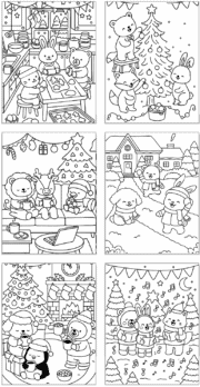 Free Printable Cozy Christmas Friends Coloring Pages - The Artisan Life