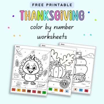 Free Printable Thanksgiving Color by Number Worksheets - The Artisan Life