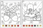 Free Printable Thanksgiving Color by Number Worksheets - The Artisan Life