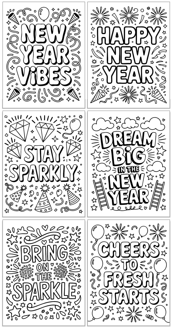 Free Printable New Year's Coloring Pages - The Artisan Life