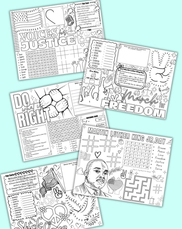 Free Printable MLK Jr Day Activity Sheets - The Artisan Life
