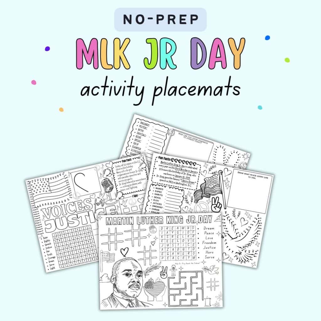 MLK Jr Day Activity Sheets - The Artisan Life