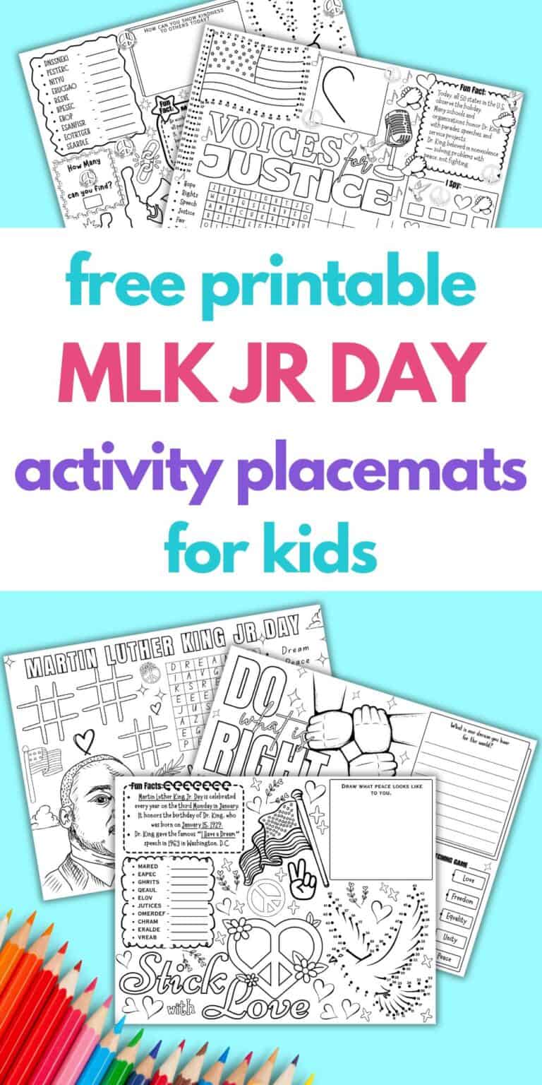Free Printable MLK Jr Day Activity Sheets - The Artisan Life