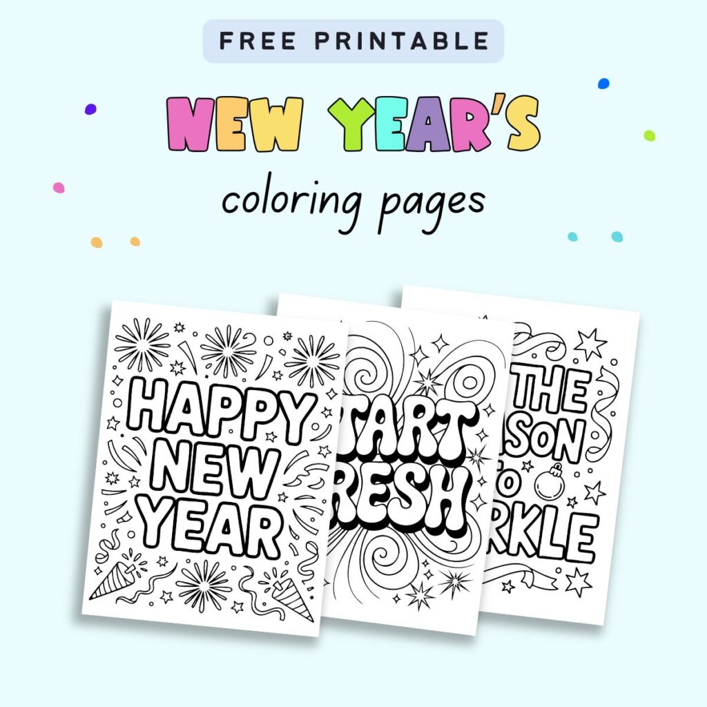 Free Printable New Year's Coloring Pages - The Artisan Life