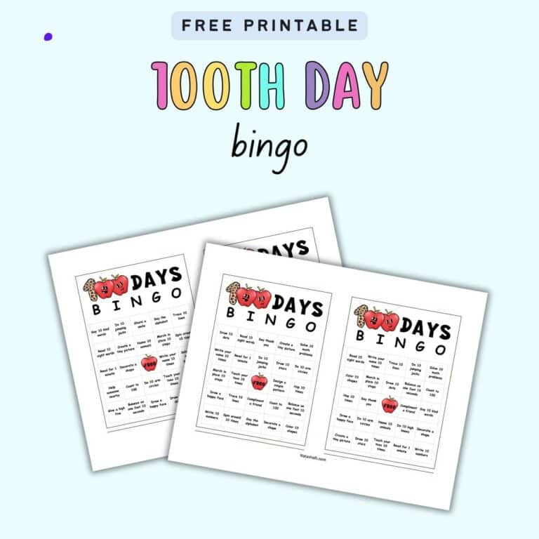 Free Printable 100th Day of School Bingo - The Artisan Life