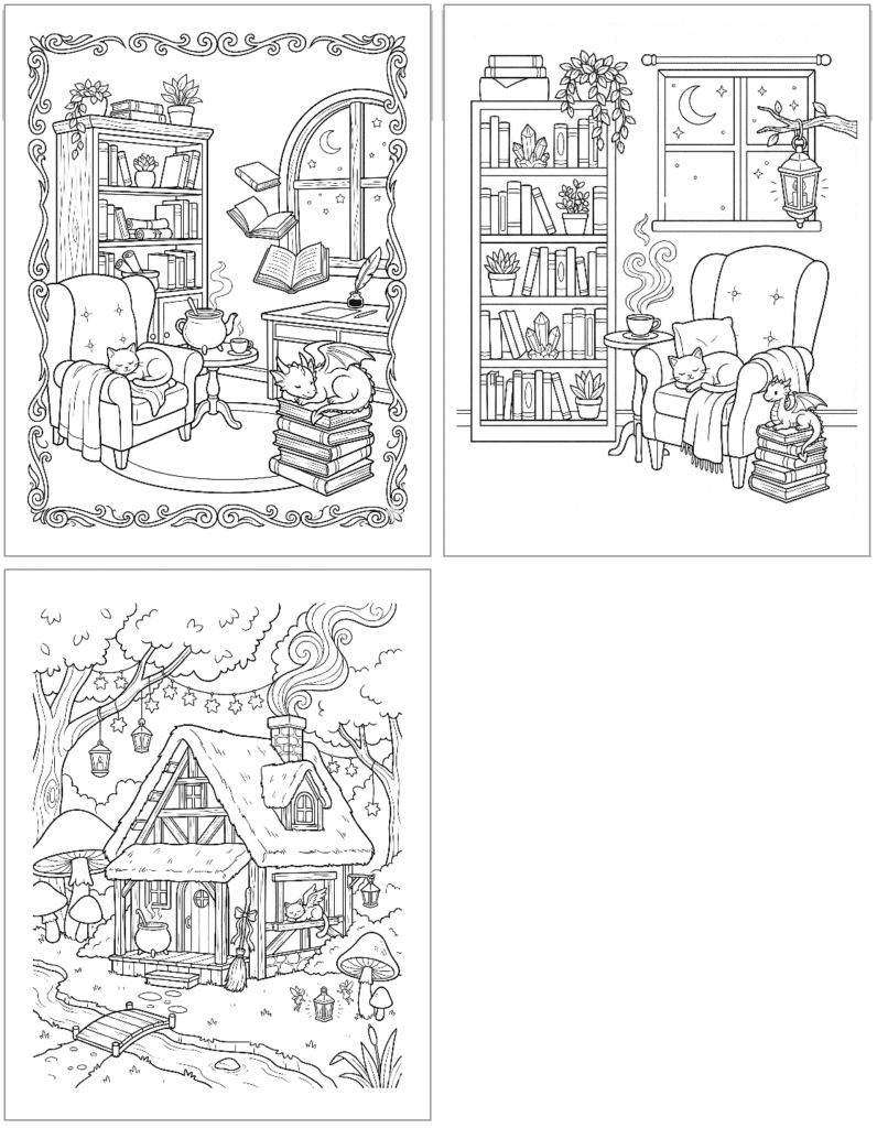 Cozy Fantasy Coloring Pages - The Artisan Life