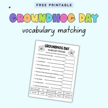 Groundhog Day Vocabulary Cut & Paste Worksheet - The Artisan Life