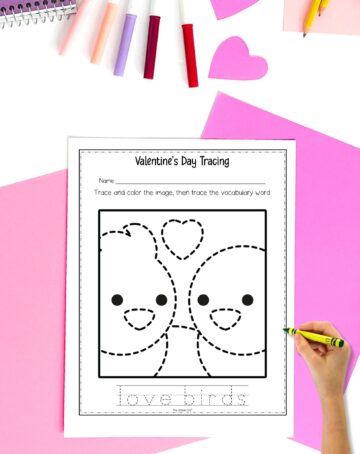 Free Printable Valentines Trace & Color - The Artisan Life