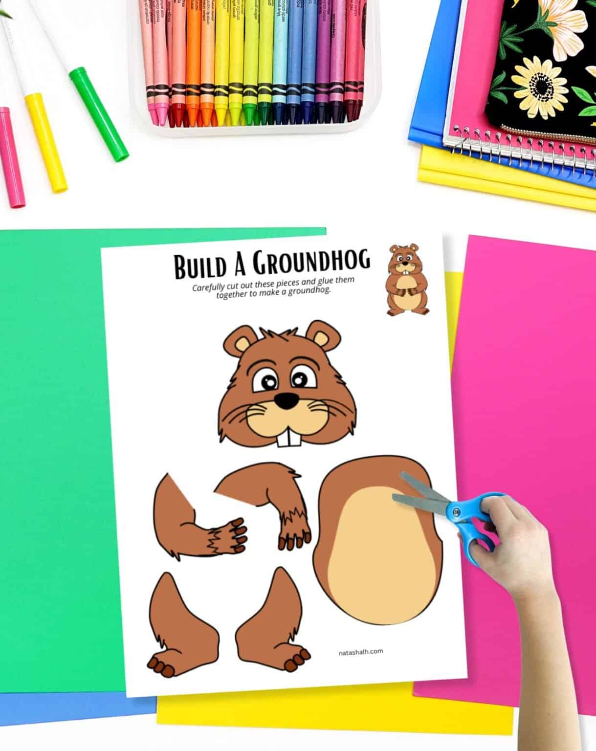 Free Printable Groundhog Craft for Kids - The Artisan Life